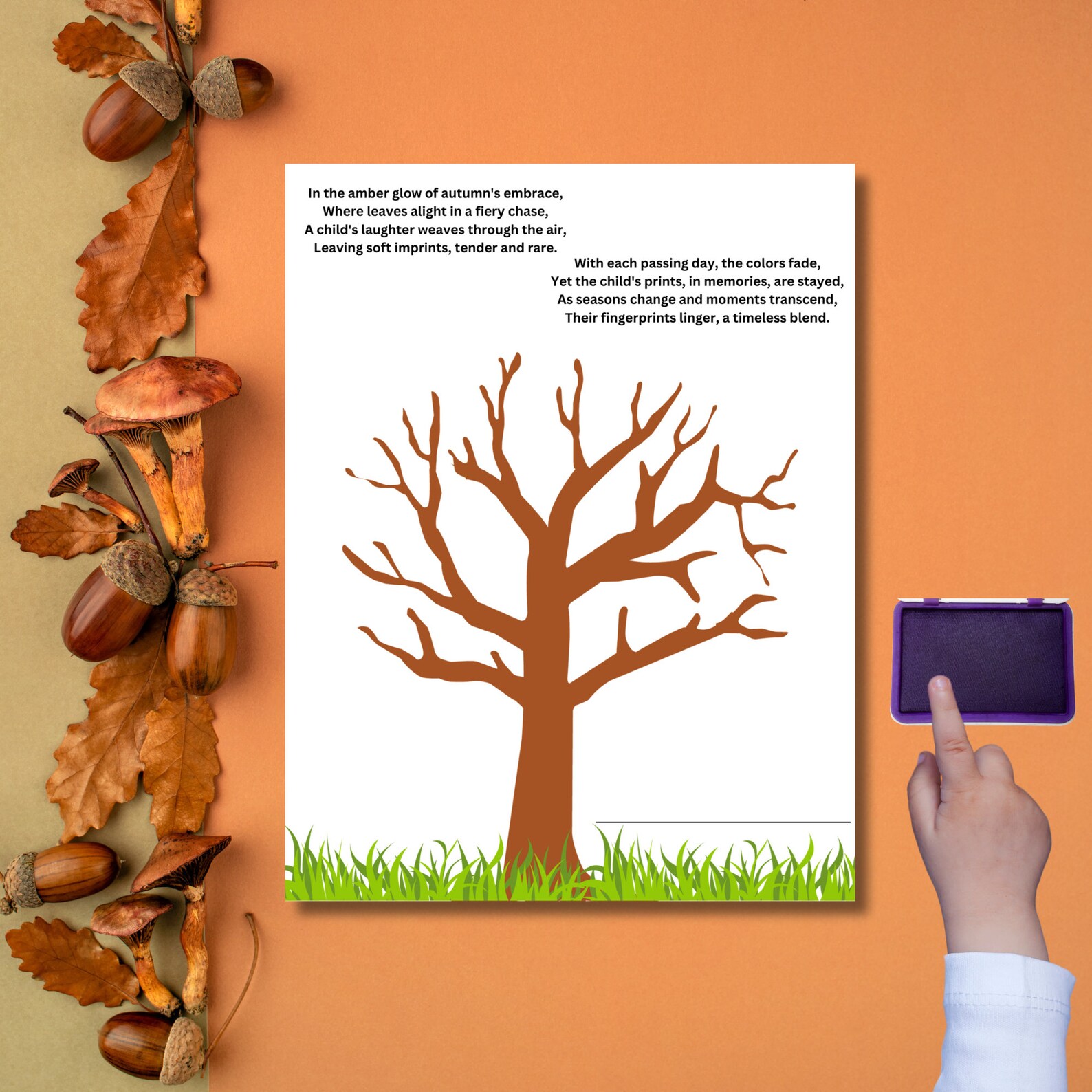 Fall Tree Handprint Craft, Fall Poem, Finger Painting, Fingerprint ...