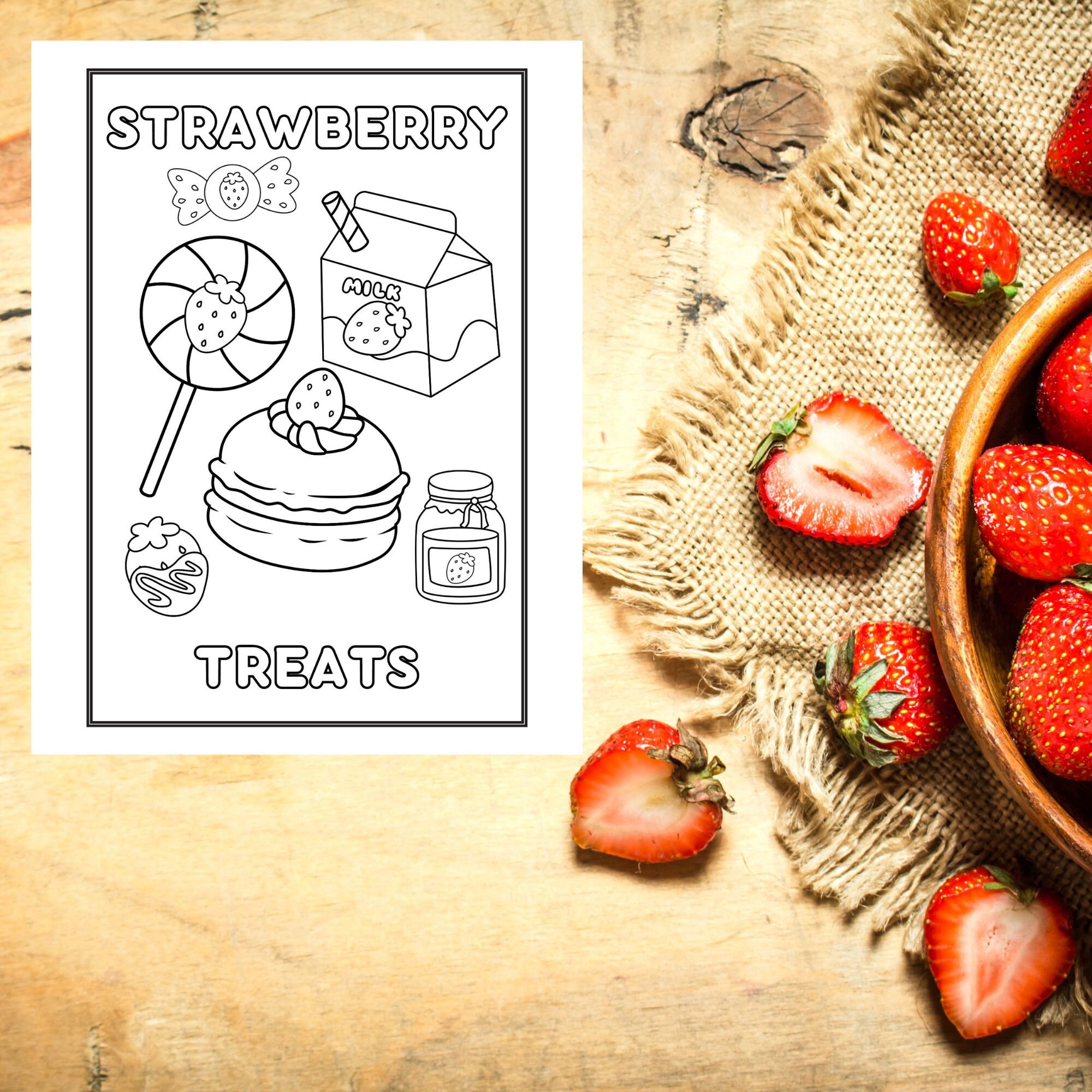 Strawberry Coloring Pages: Summer Fun, Kids Activity (PDF Download) - Etsy