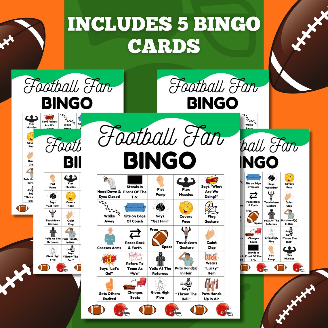 Football Bingo Cards, Football Bingo, Football Activity, Unique Bingo ...