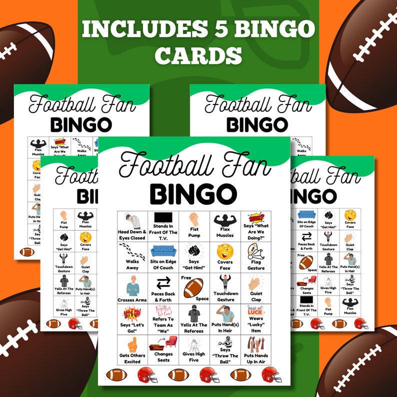 Football Bingo Cards, Football Bingo, Football Activity, Unique Bingo ...