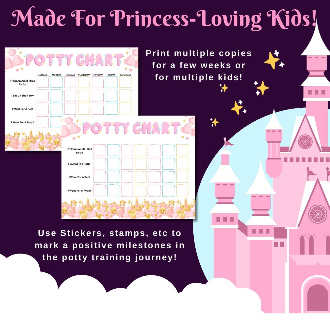 Princess Potty Chartprincess Sticker Chartgirl Potty - Etsy