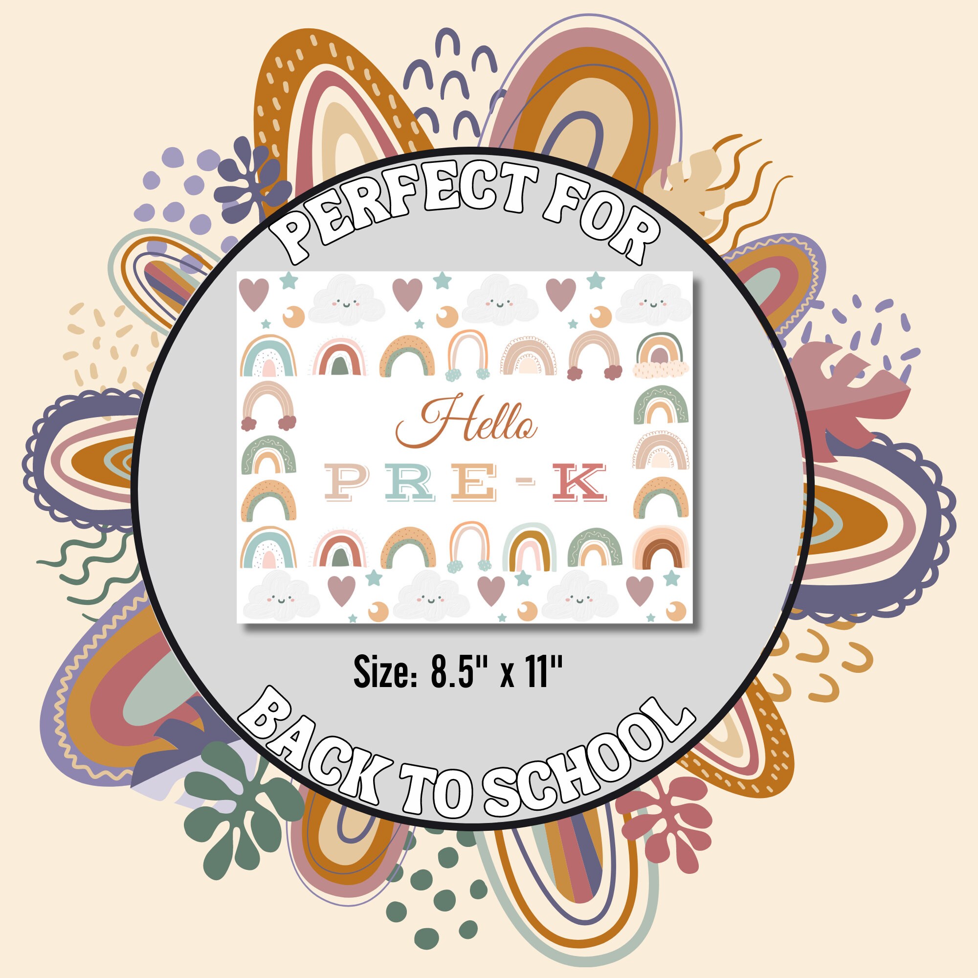 K-12 School Picture, Boho Rainbow School Sign, First Day of Prek Sign ...