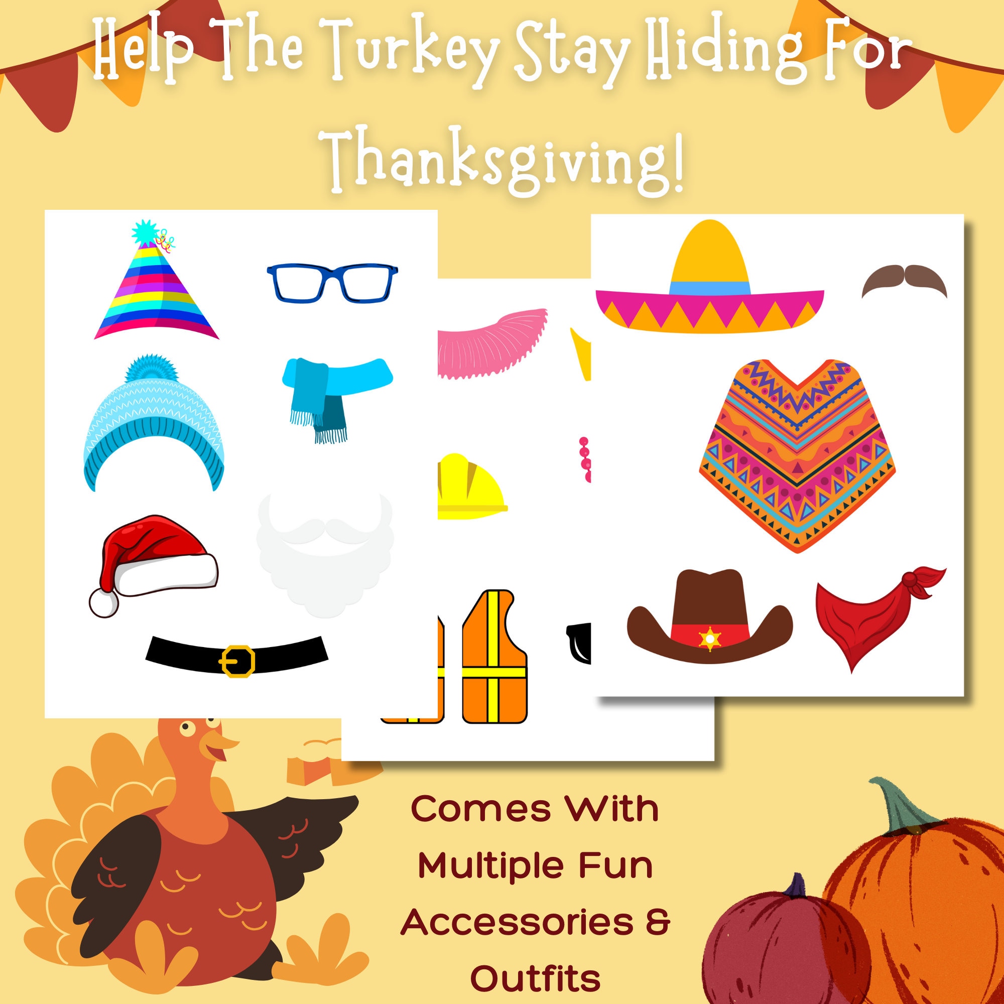 Turkey Disguise Craft: Thanksgiving Paper Doll Activity (digital ...
