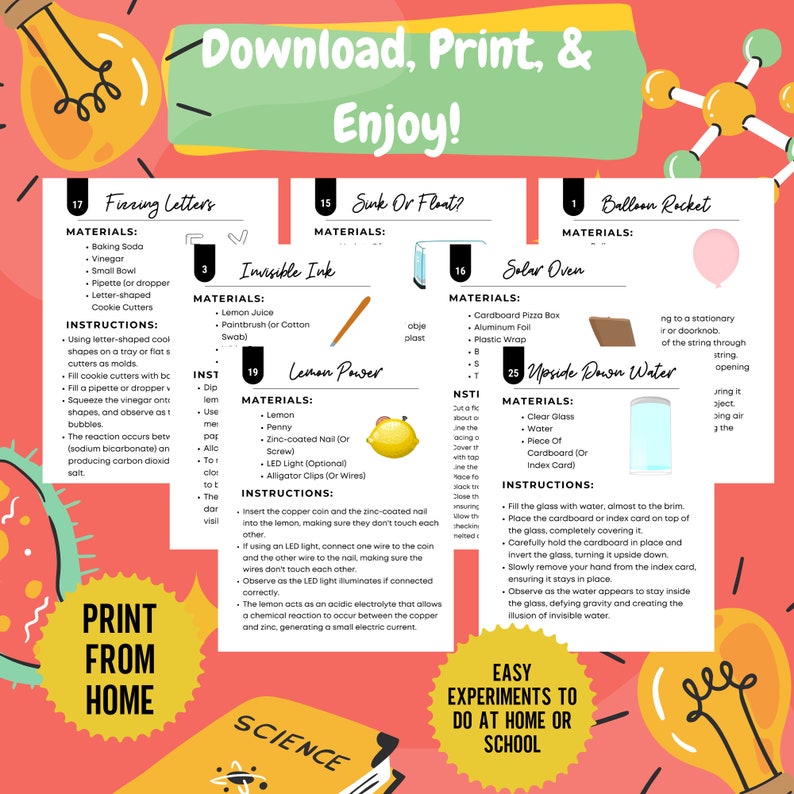 Kids Science Experiments Printables: STEM Activities (digital Download ...