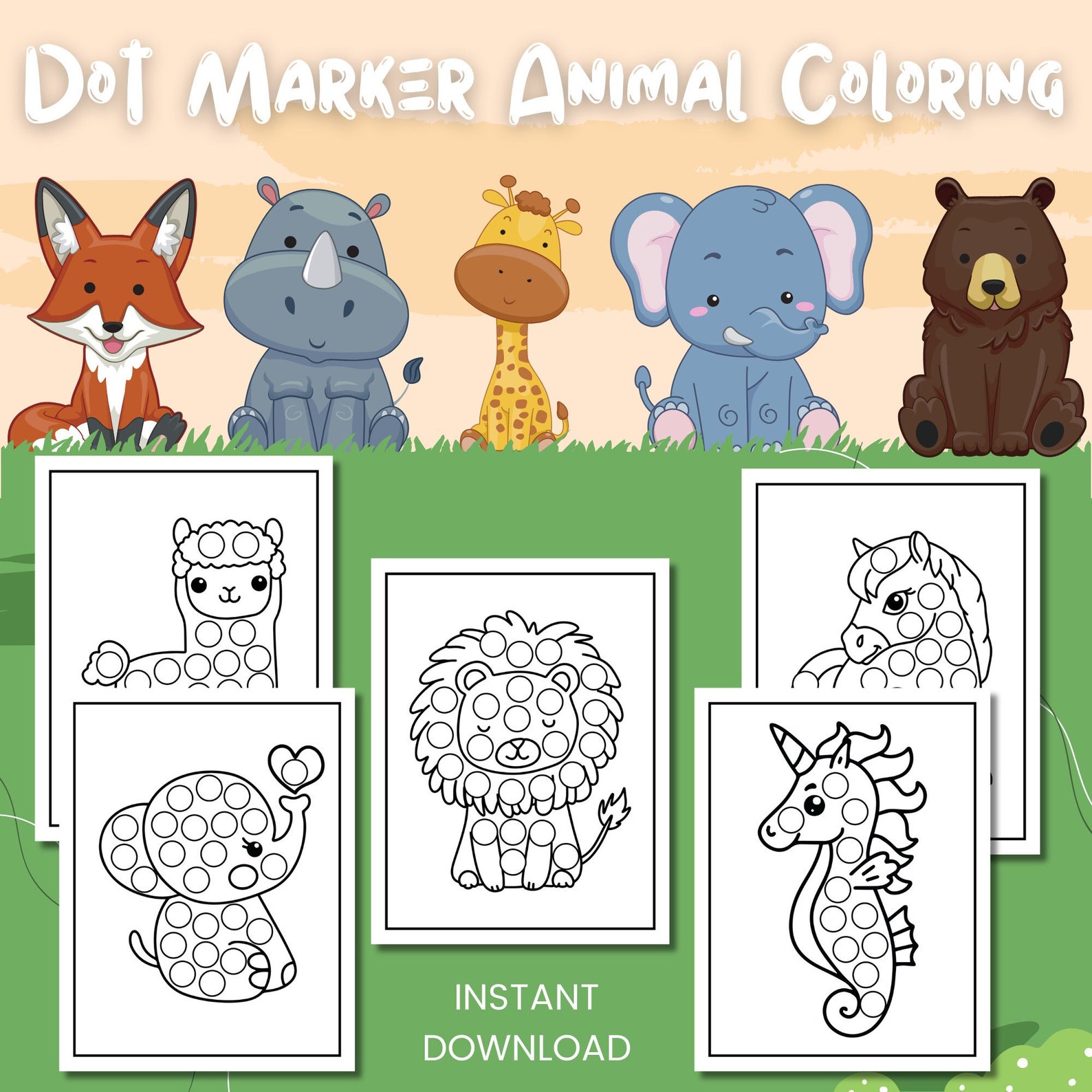 Animal Dot Marker Printables, Dot Marker Coloring Pages, Do A Dot ...