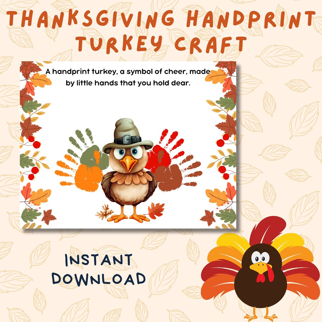Thankful Turkey Handprint Craft: Thanksgiving Activity (digital ...