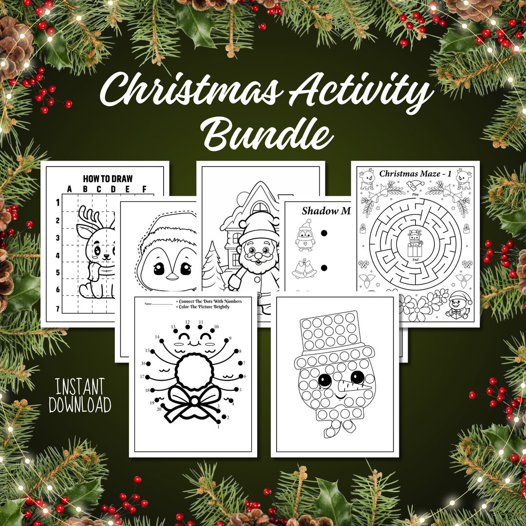 Christmas Activity Pack: Mazes, Coloring Pages, Connect-the-dots ...