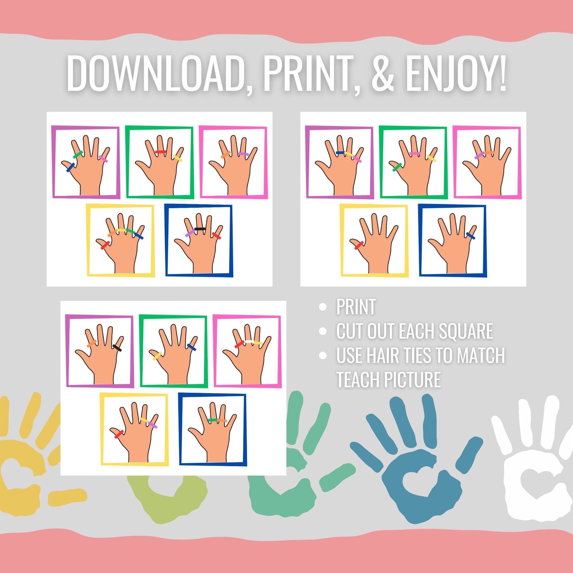 Hair Tie Color Matching Activity: Fine Motor Skills Worksheet (PDF) - Etsy