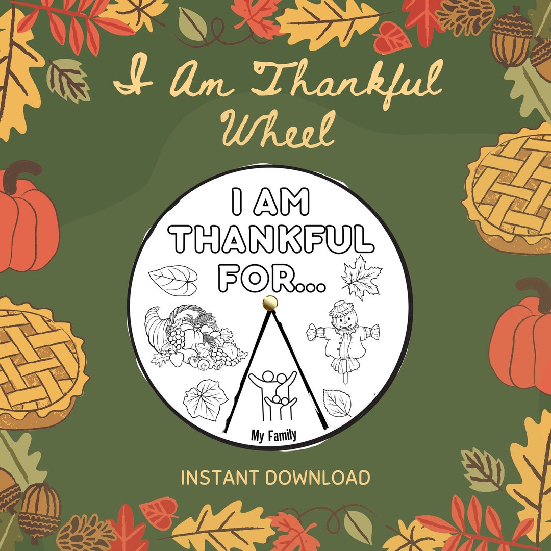 Rueda para colorear de Acción de Gracias, Estoy agradecido por ...