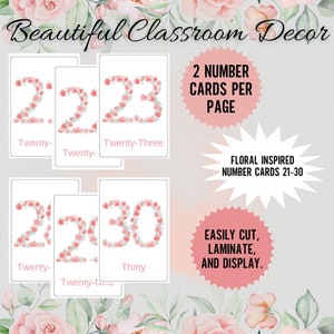 Number Flash Cards 21-30, Number Cards 21-30, Preschool Counting Flash ...