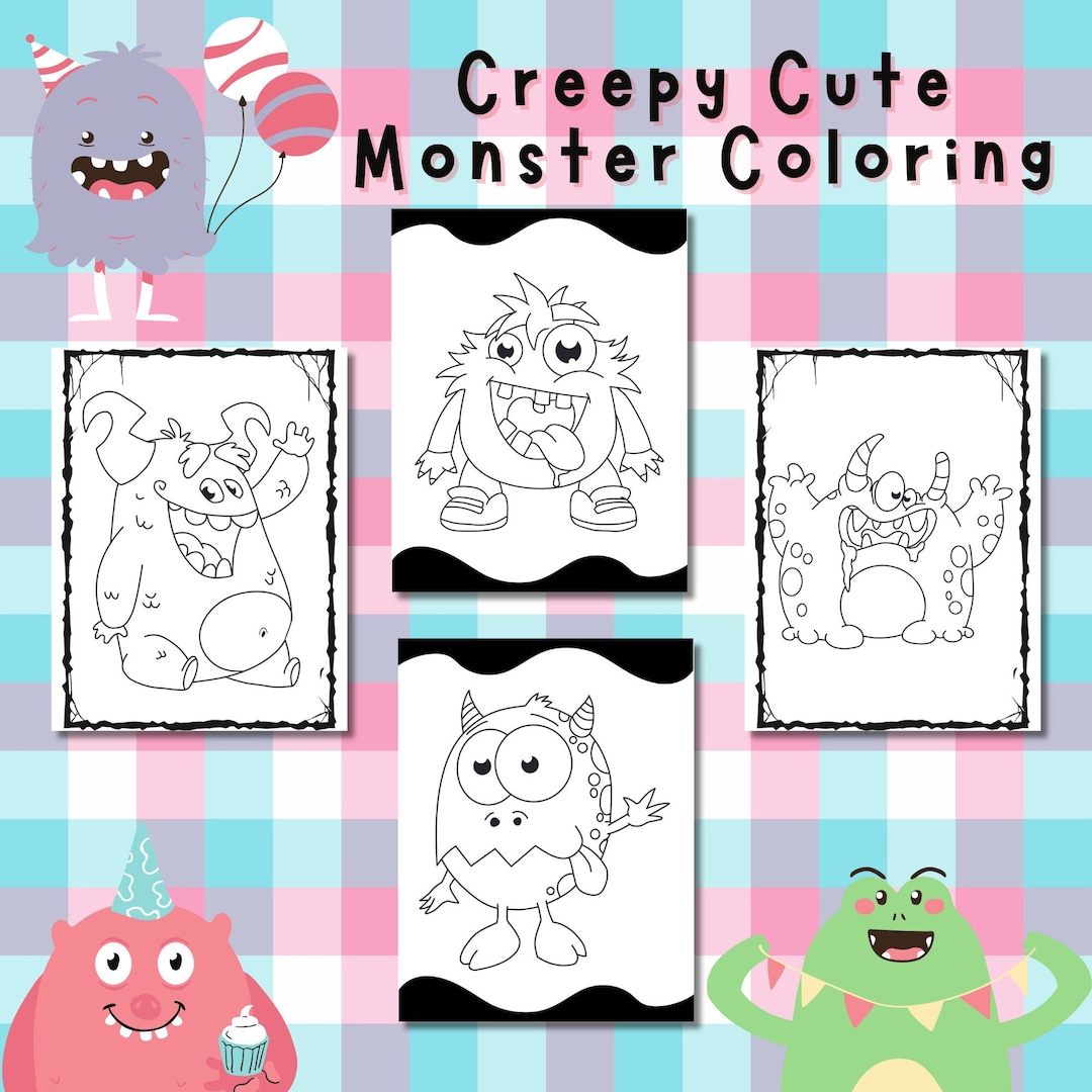 Cute but Creepy Monsters Coloring Pages,happy Monsters Page,kids ...