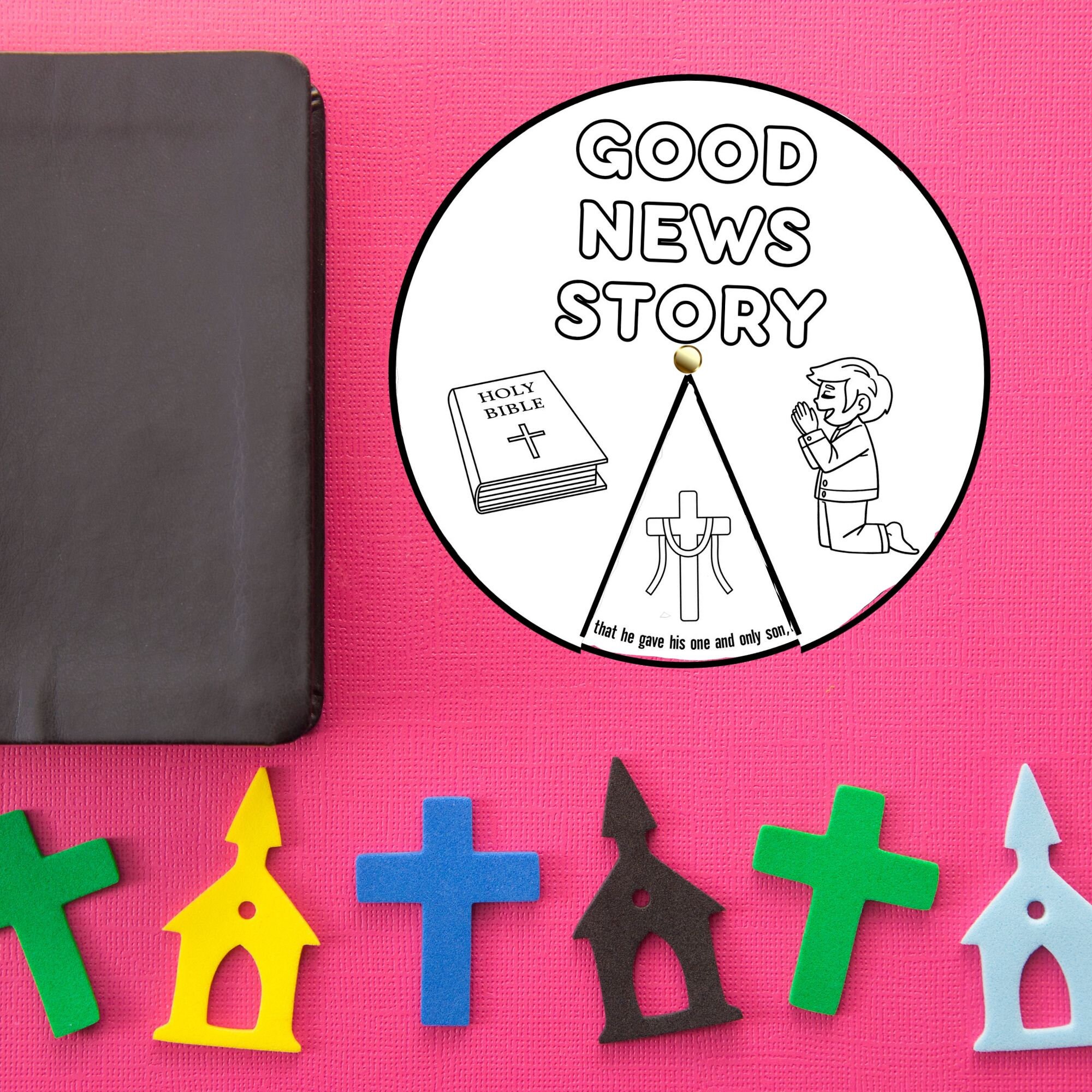 John 3:16 Coloring Wheel, Kids Bible Lesson, the Good News, Printable ...