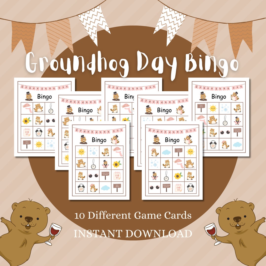 Groundhog Day Bingo, Groundhog Game, Groundhog Day Cards, Kids ...