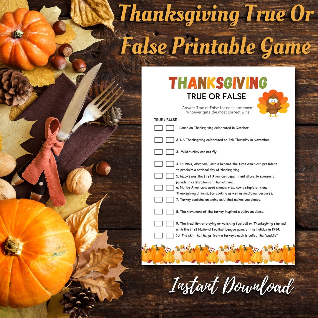 Thanksgiving Fowl Play, Fact or Fiction, True or False, Thanksgiving ...