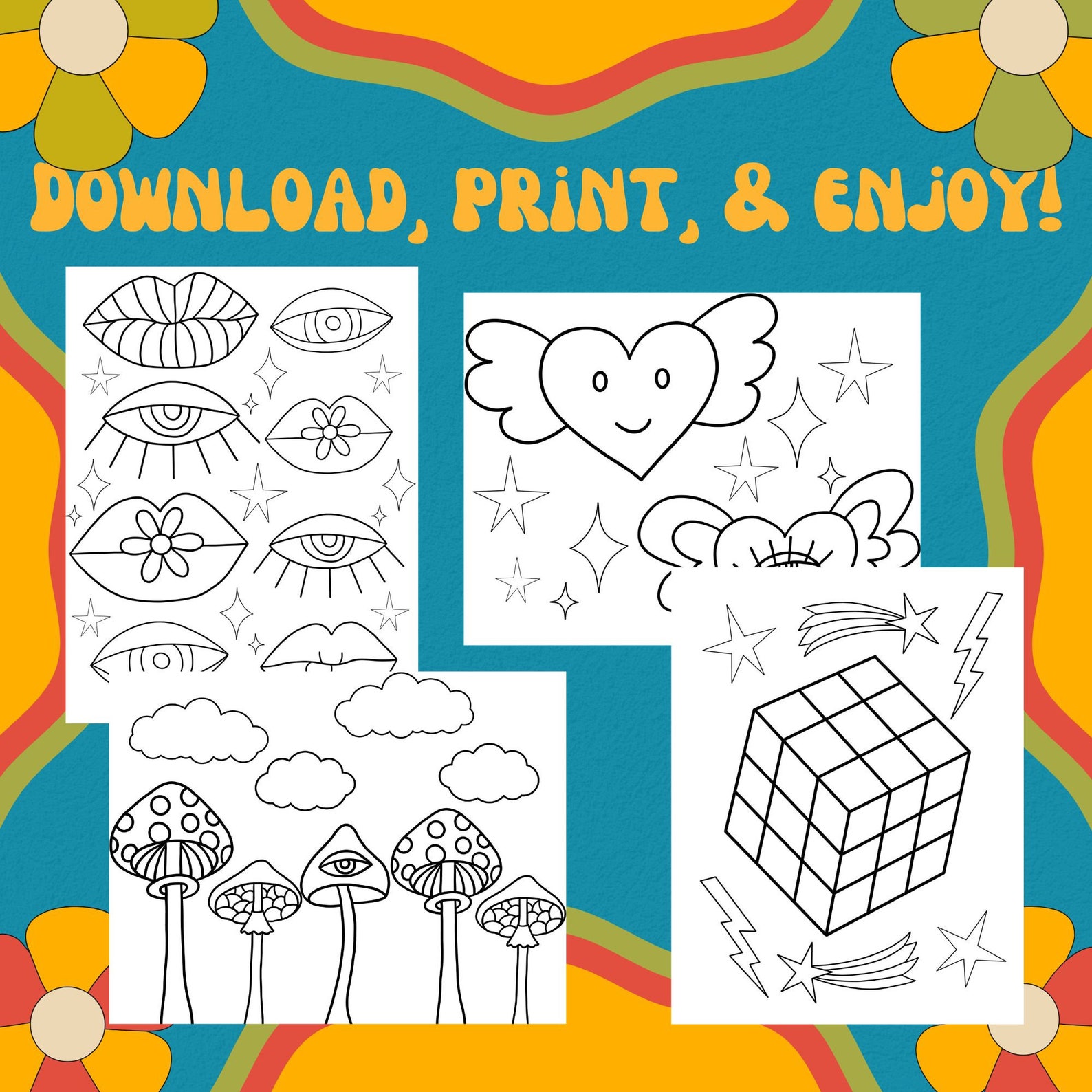 Groovy Coloring Pages,be Groovy Be Very Groovy, Color Study Printable ...