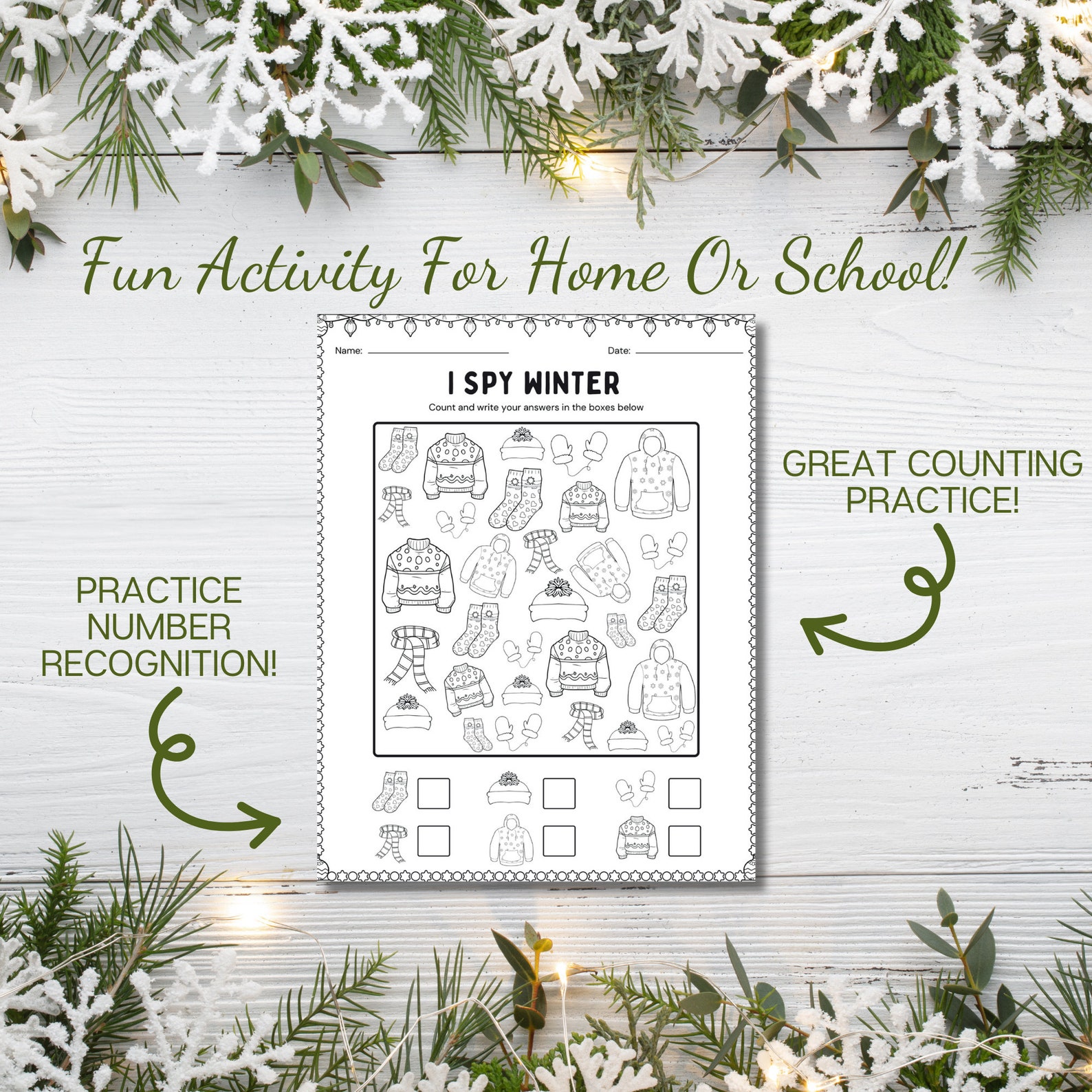 Winter I Spy Game: Number Recognition Activity (digital Download) - Etsy