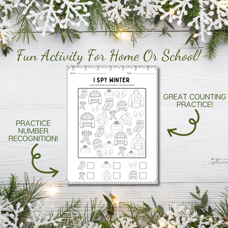 Winter I Spy Game: Number Recognition Activity (digital Download) - Etsy