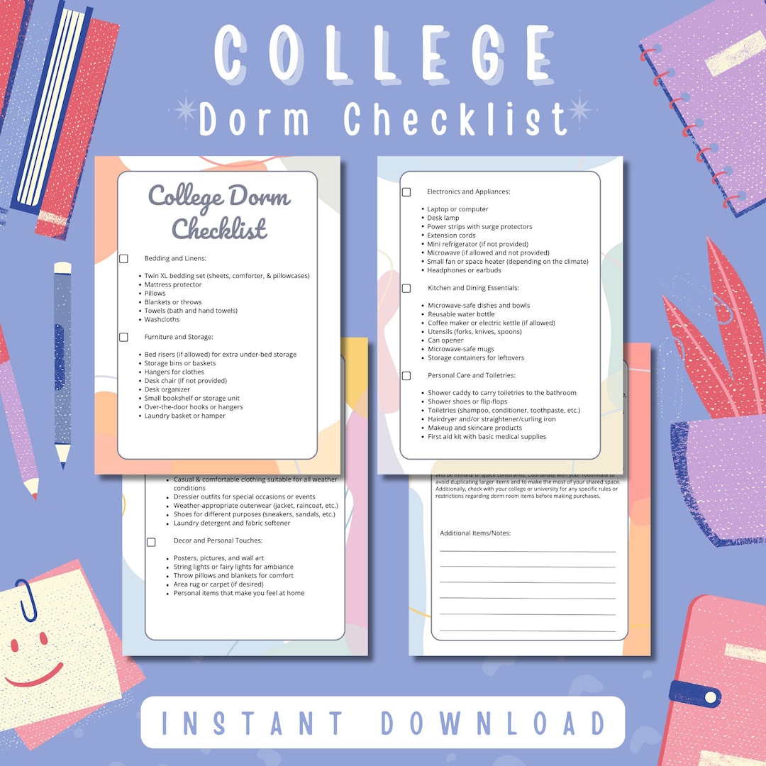 Best Freshman Packing List, Study Abroad Prep, College Dorm Checklist ...