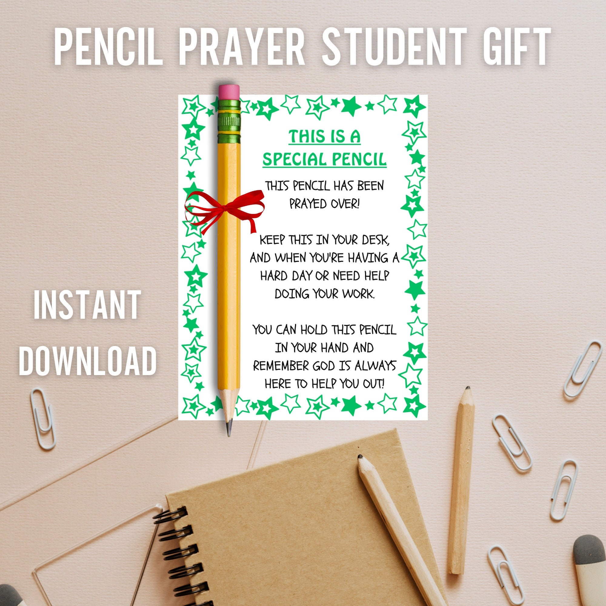 Pencil Prayer Gift Tag: Christian School Student Gift (digital Download ...
