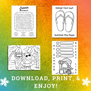 Word Search Summer, Summer Bucket List Printable, Summer Coloring ...