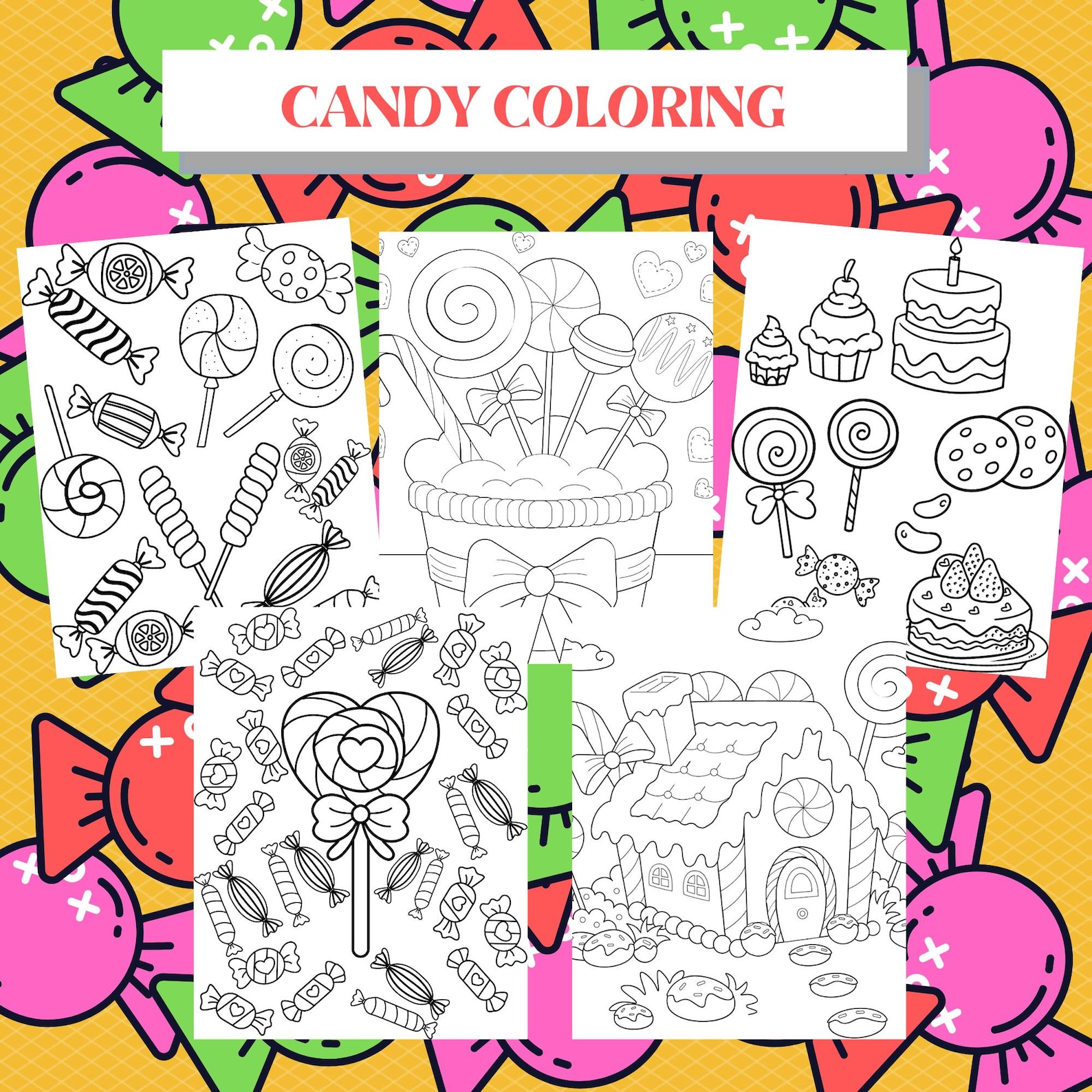 Candy Coloring Pages Cute Candy Coloring Page Candy - Etsy