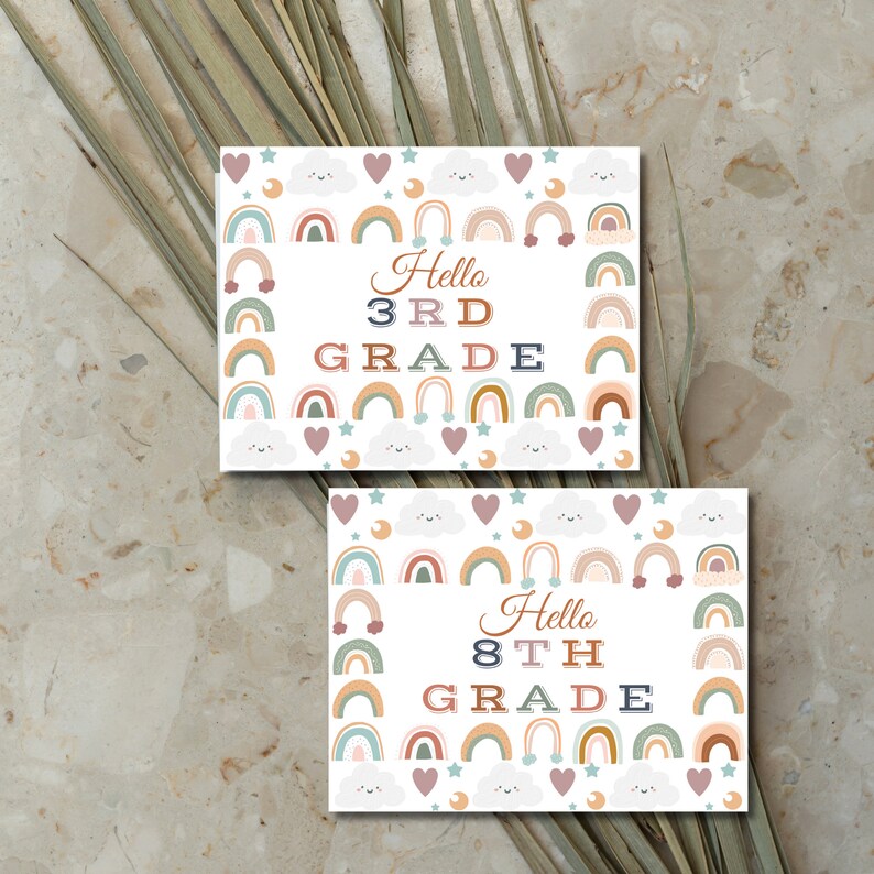 K-12 School Picture, Boho Rainbow School Sign, First Day of Prek Sign ...