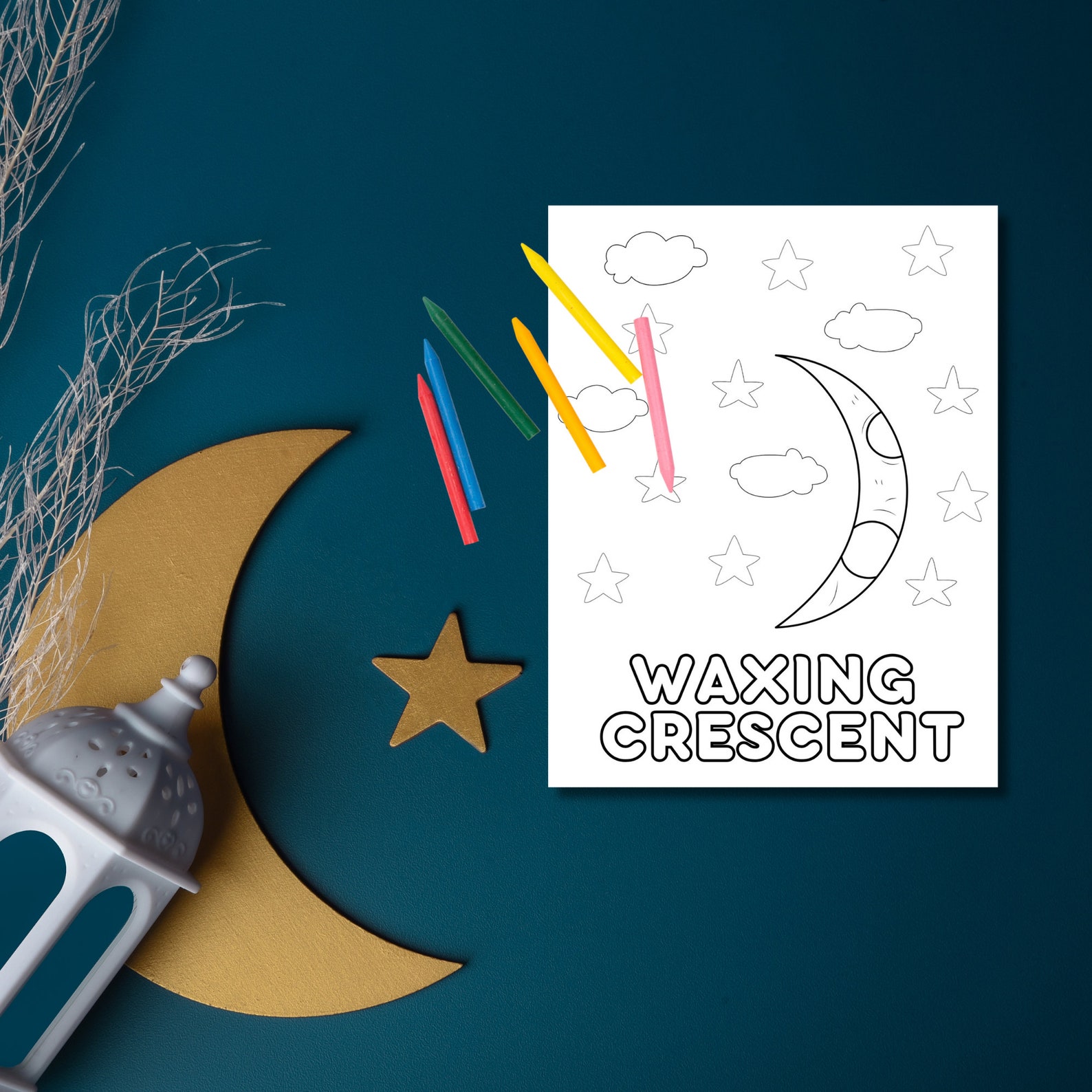 Waxing Gibbous, Waning Crescent, Moon Coloring Pages, Cresent Moon ...