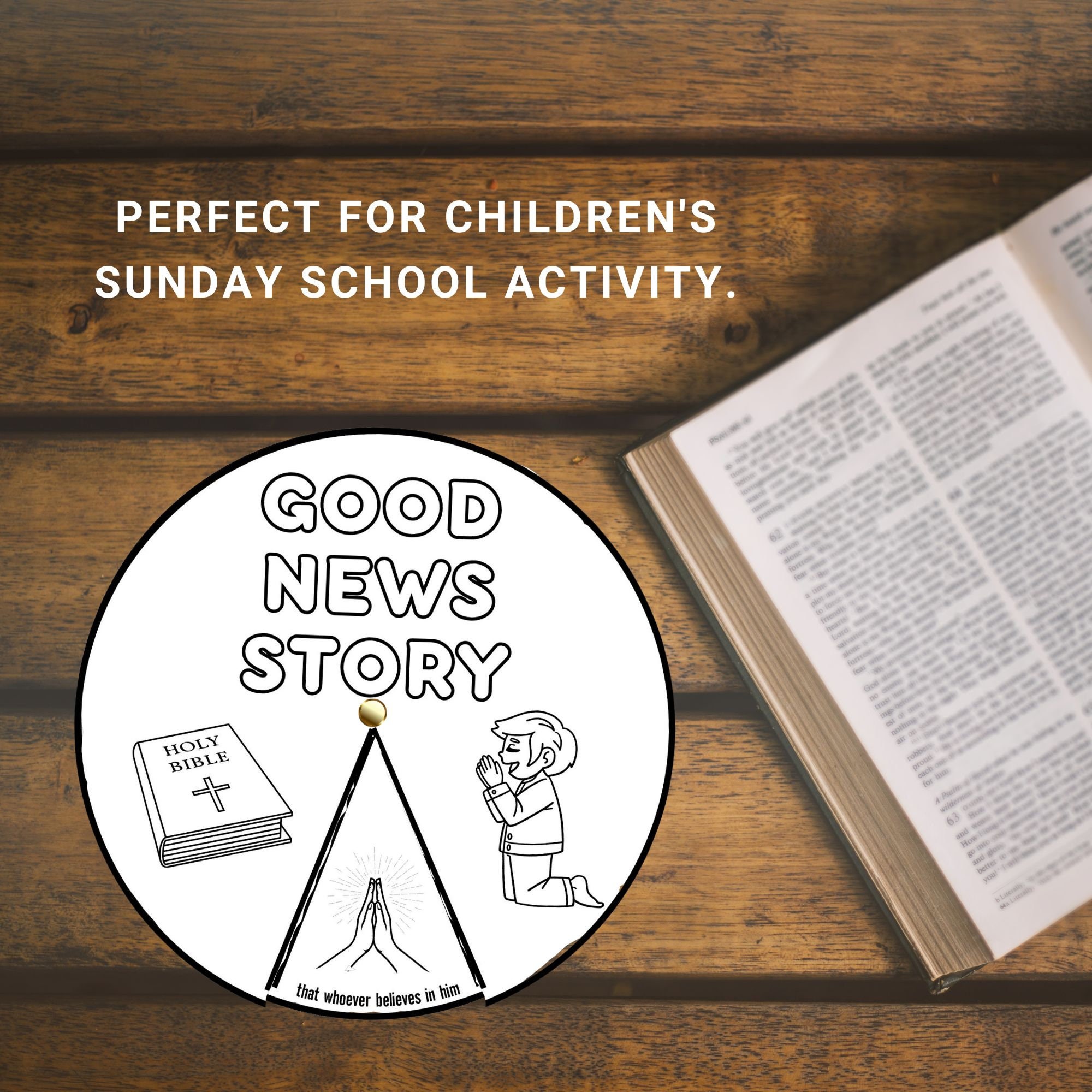 John 3:16 Coloring Wheel, Kids Bible Lesson, the Good News, Printable ...