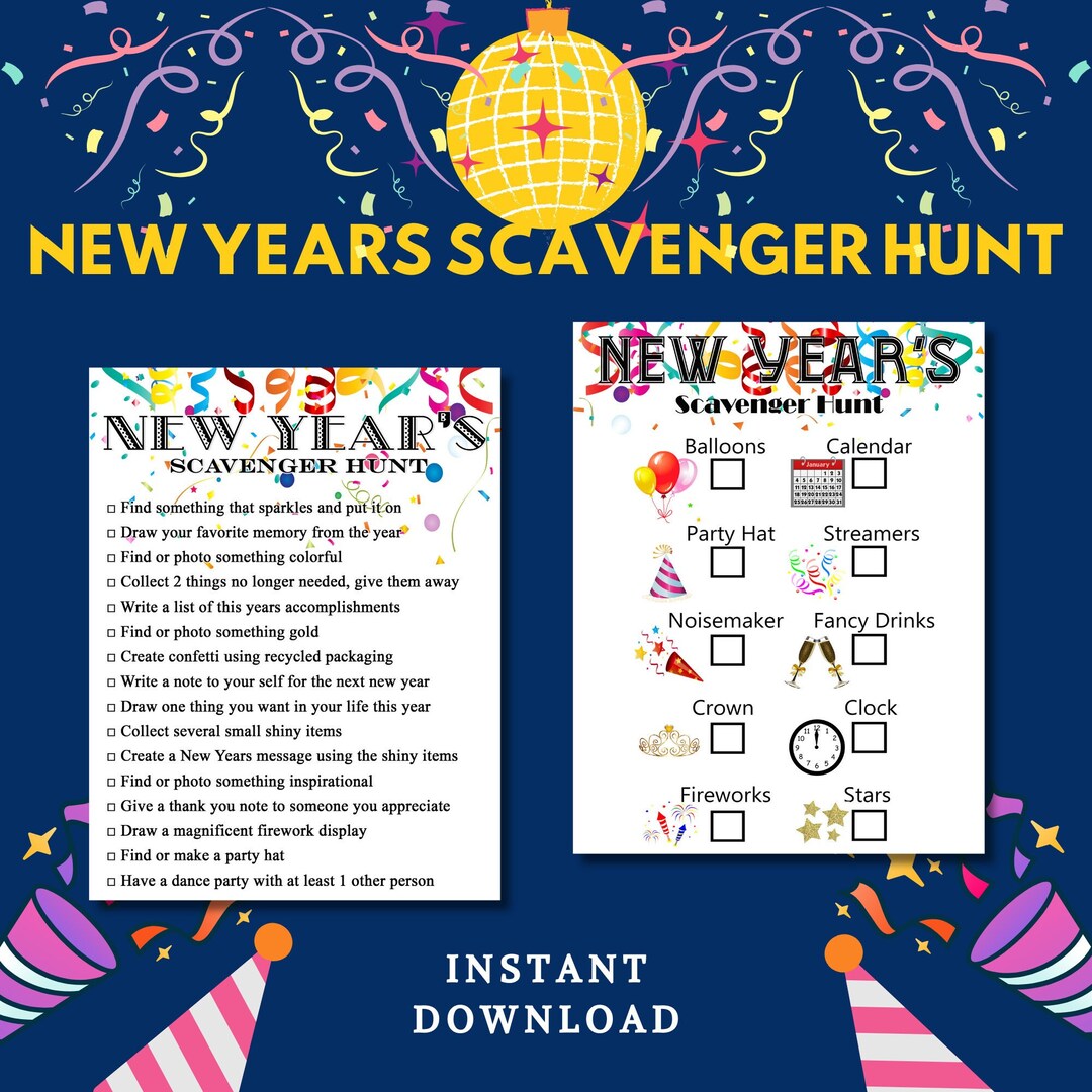 New Year's Scavenger Hunt Printables: Kids Activity Game (digital ...