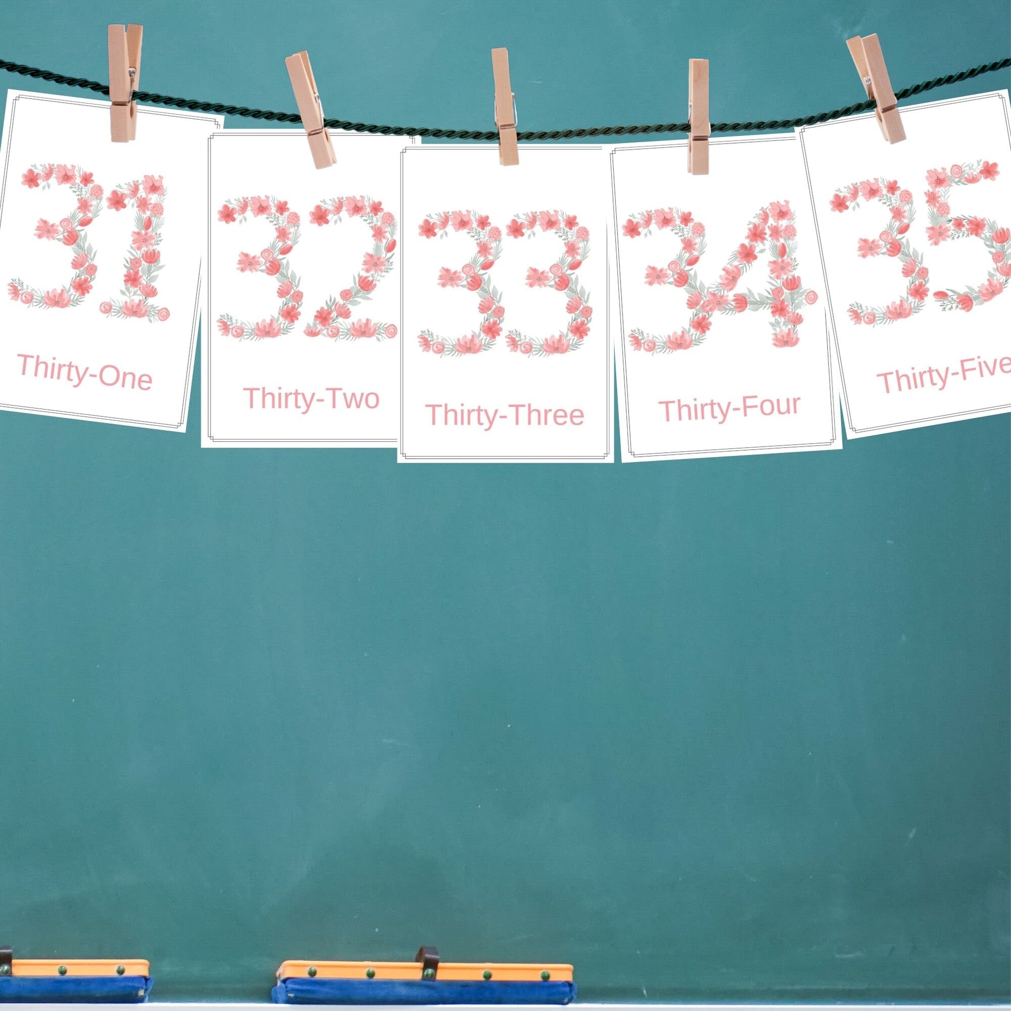 Number Flash Cards 31-40, Number Cards 31-40, Preschool Counting Flash ...