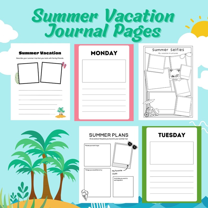 Kid's Vacation Travel Journal: Summer Activity Pages (digital Download ...