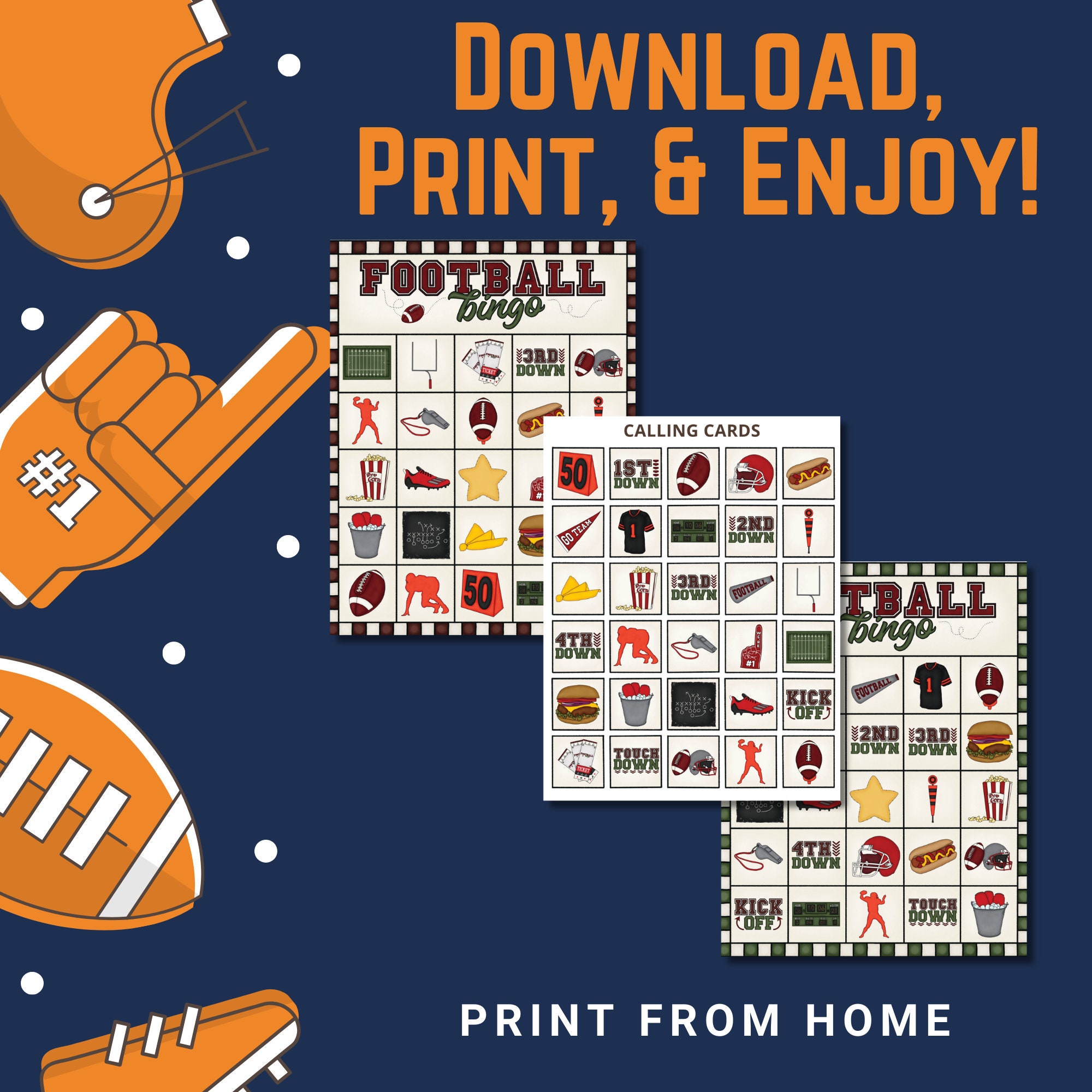 Football Bingo Game: Super Bowl Party Activity (digital Download) - Etsy