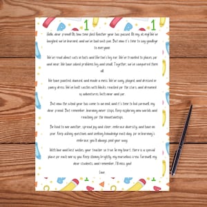 Goodbye Poem to Students, End of School Letter, Graduation Poem, End of ...