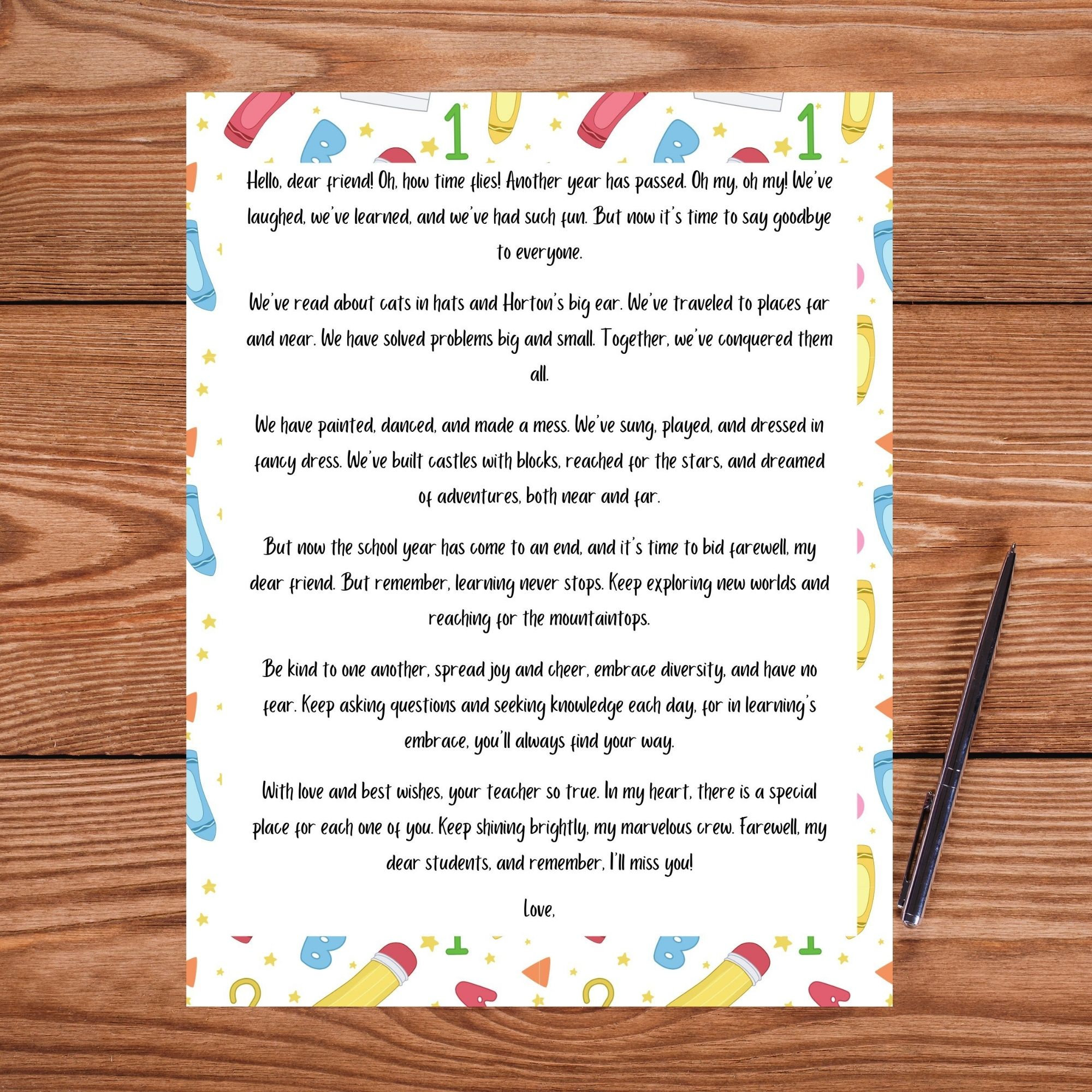 Goodbye Poem to Students, End of School Letter, Graduation Poem, End of ...