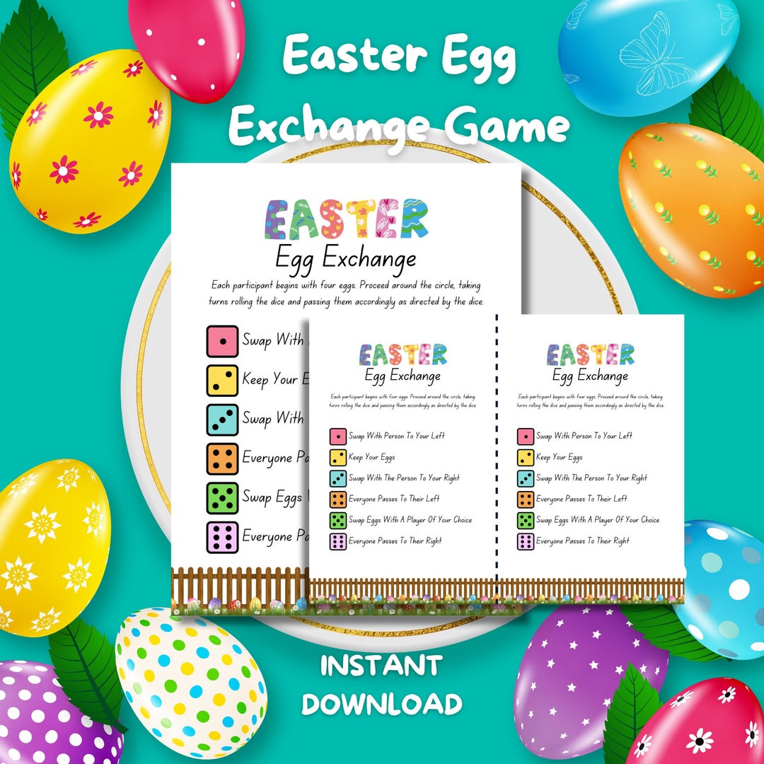 Easter Egg Exchange Dice Game, Roll Dice Gift Exchange, Easter Egg ...