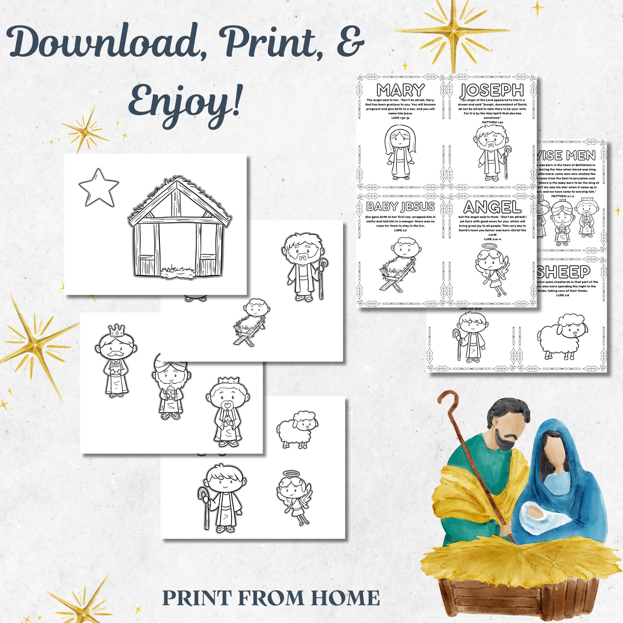 Nativity Kids Activity, Creche Scene, Printable Nativity,advent ...