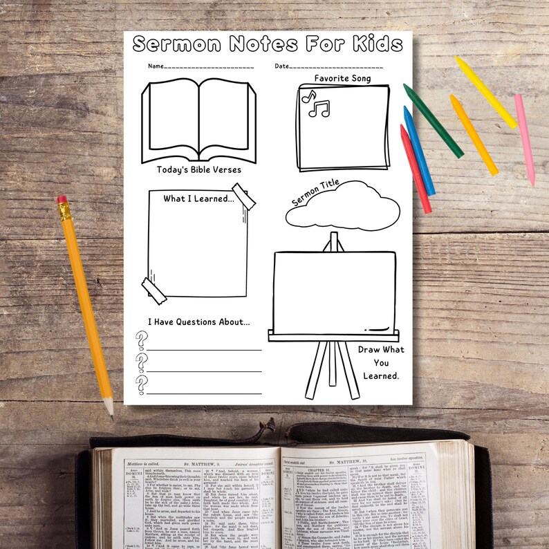 Kids Sermon Notes Printable: Church Activity Pages (digital Download ...