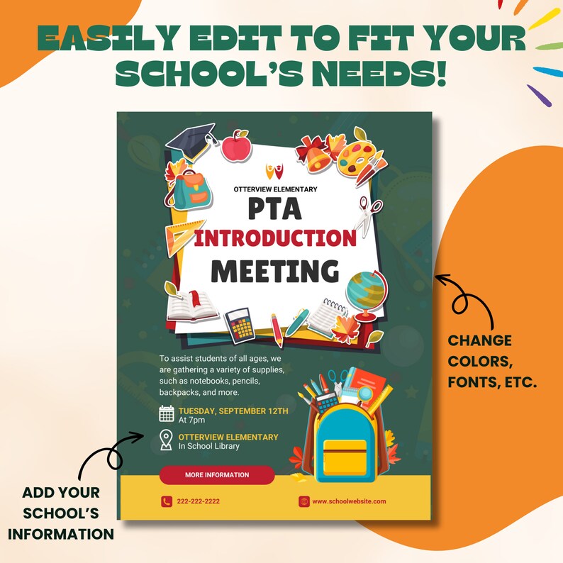 PTO Mom Era School Pto Information Forms Editable Pta Pto - Etsy