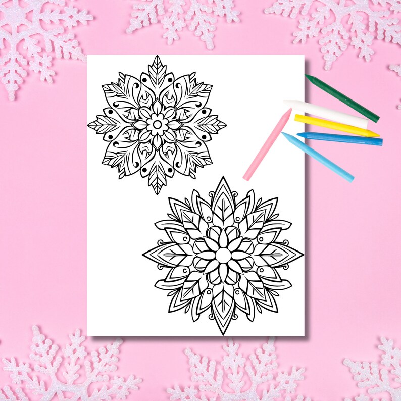 Snowflake Coloring Pages: 20 Winter Pattern Designs (digital Download ...