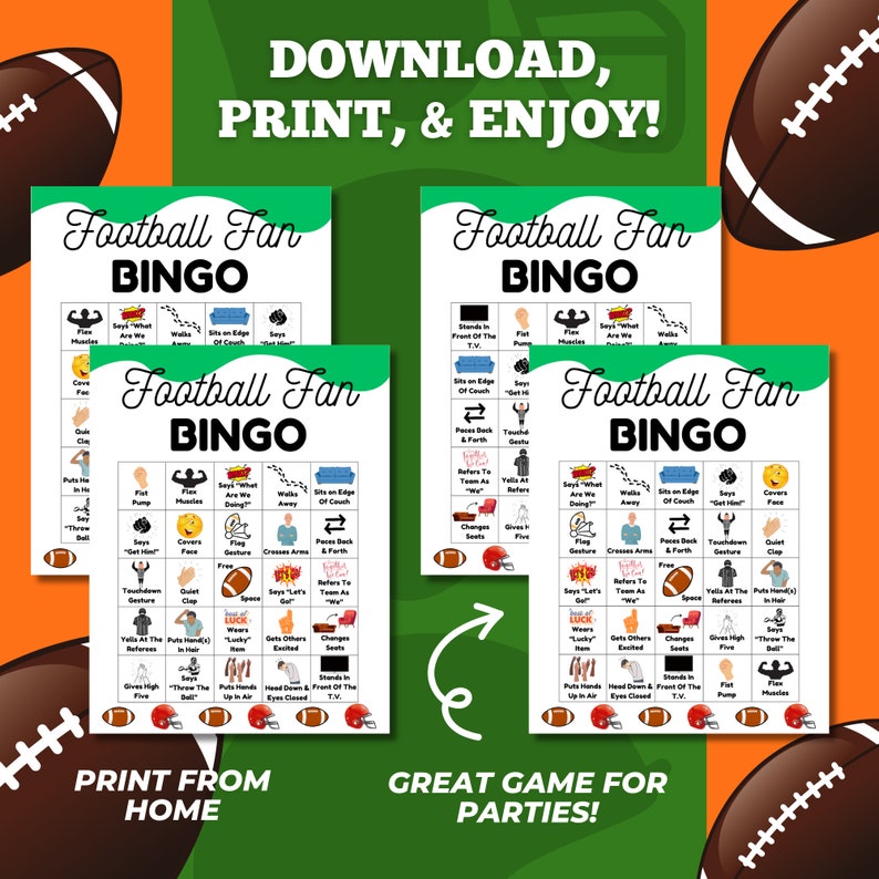 Football Bingo Cards, Football Bingo, Football Activity, Unique Bingo ...