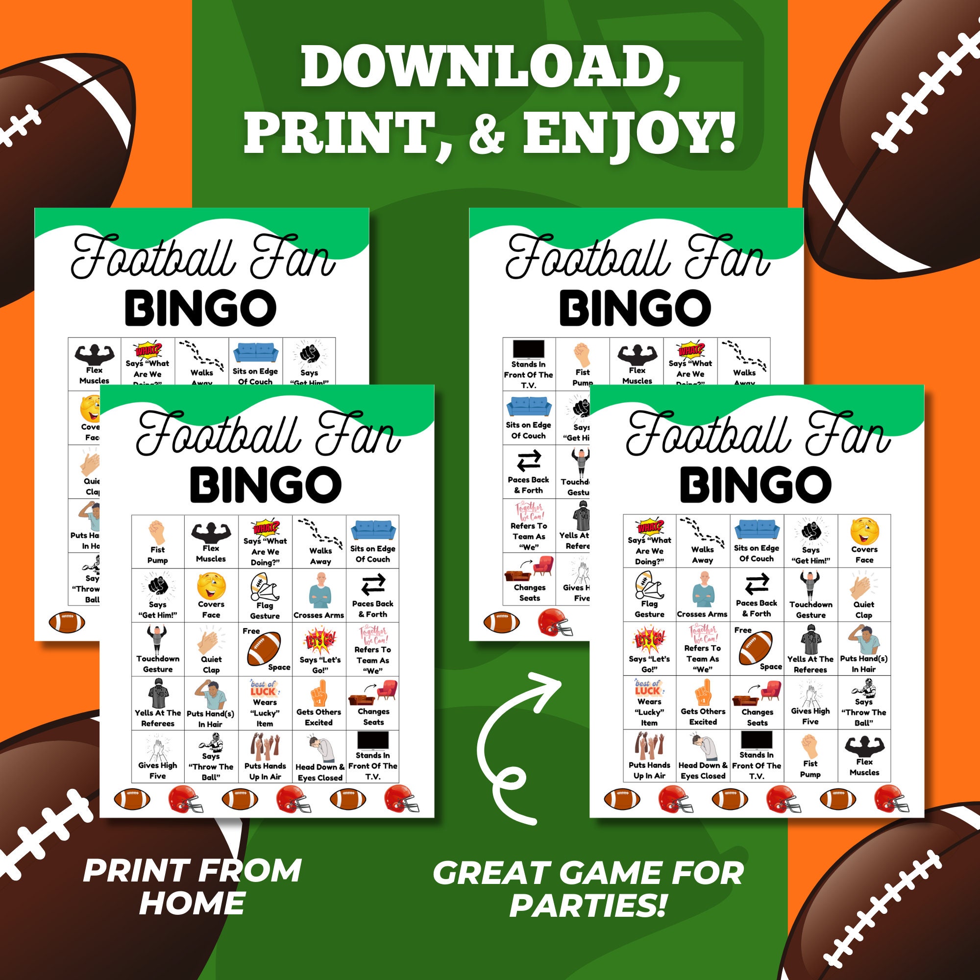 Football Bingo Cards, Football Bingo, Football Activity, Unique Bingo ...