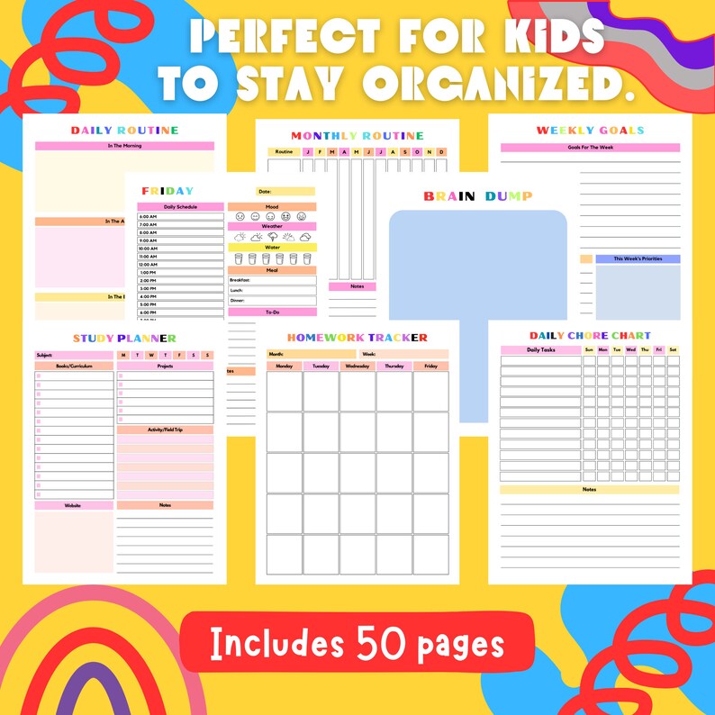 Organizational Skills, ADHD Printable Planner for Kids,adhd Planner ...