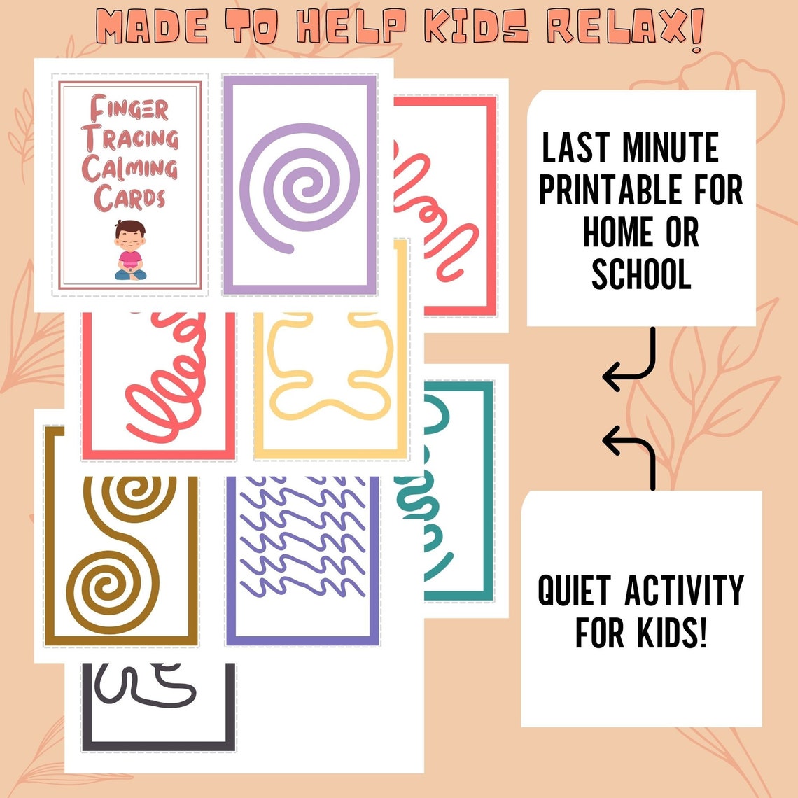 Finger Tracing Calming Cards Printable Mindfulness - Etsy