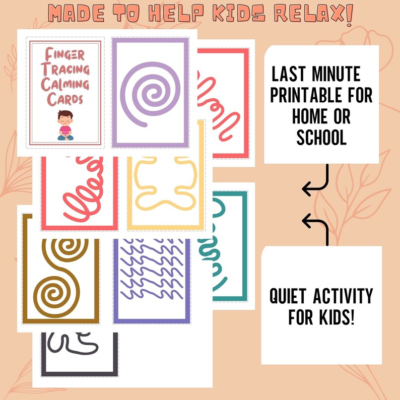 Finger Tracing Calming Cards Printable Mindfulness - Etsy