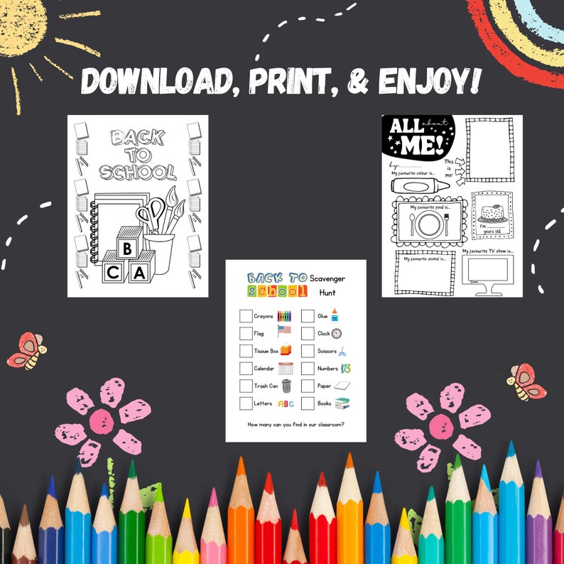Back to School Coloring Activity Pages, 6 Pages Total, Kids Teacher ...