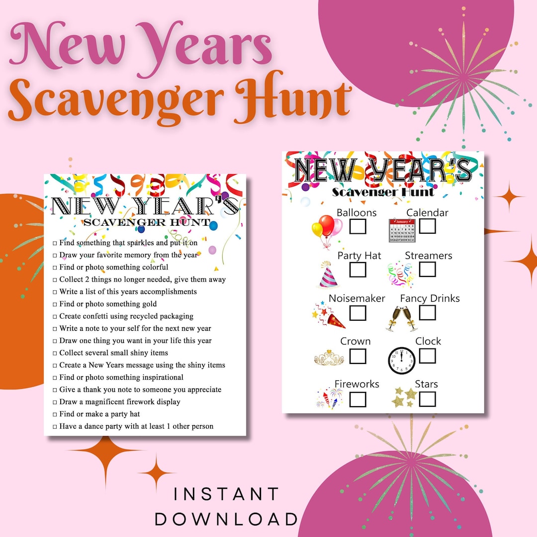 23-24 New Years Game, New Years Treasure Hunt, New Years Scavenger Hunt ...