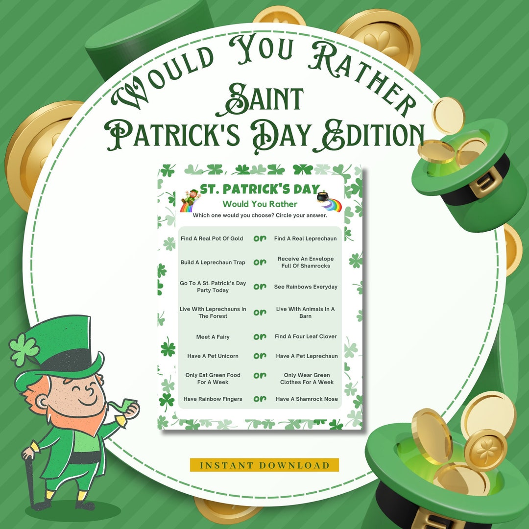 St Patricks Day Would You Rather, St Paddys Day Game,would You Rather ...