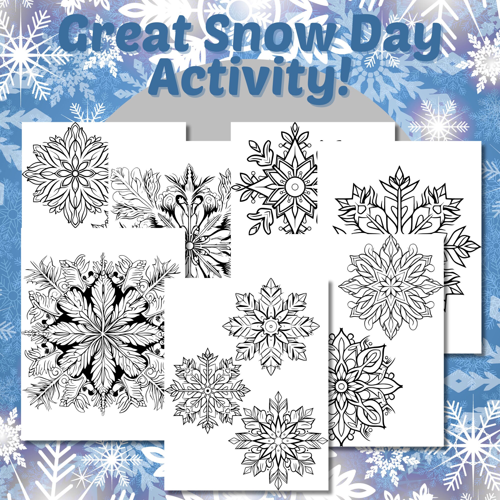 Snowflake Coloring Pages: 20 Winter Pattern Designs (digital Download ...
