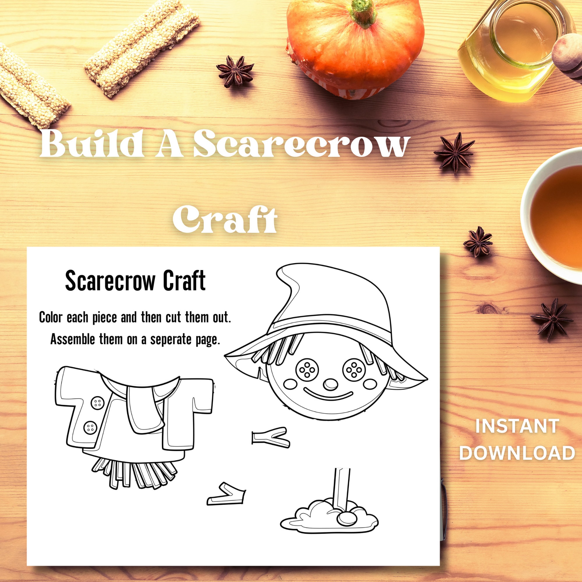 Build Your Own Scarecrow, Scarecrow Coloring, K5 Learning, Autumn ...