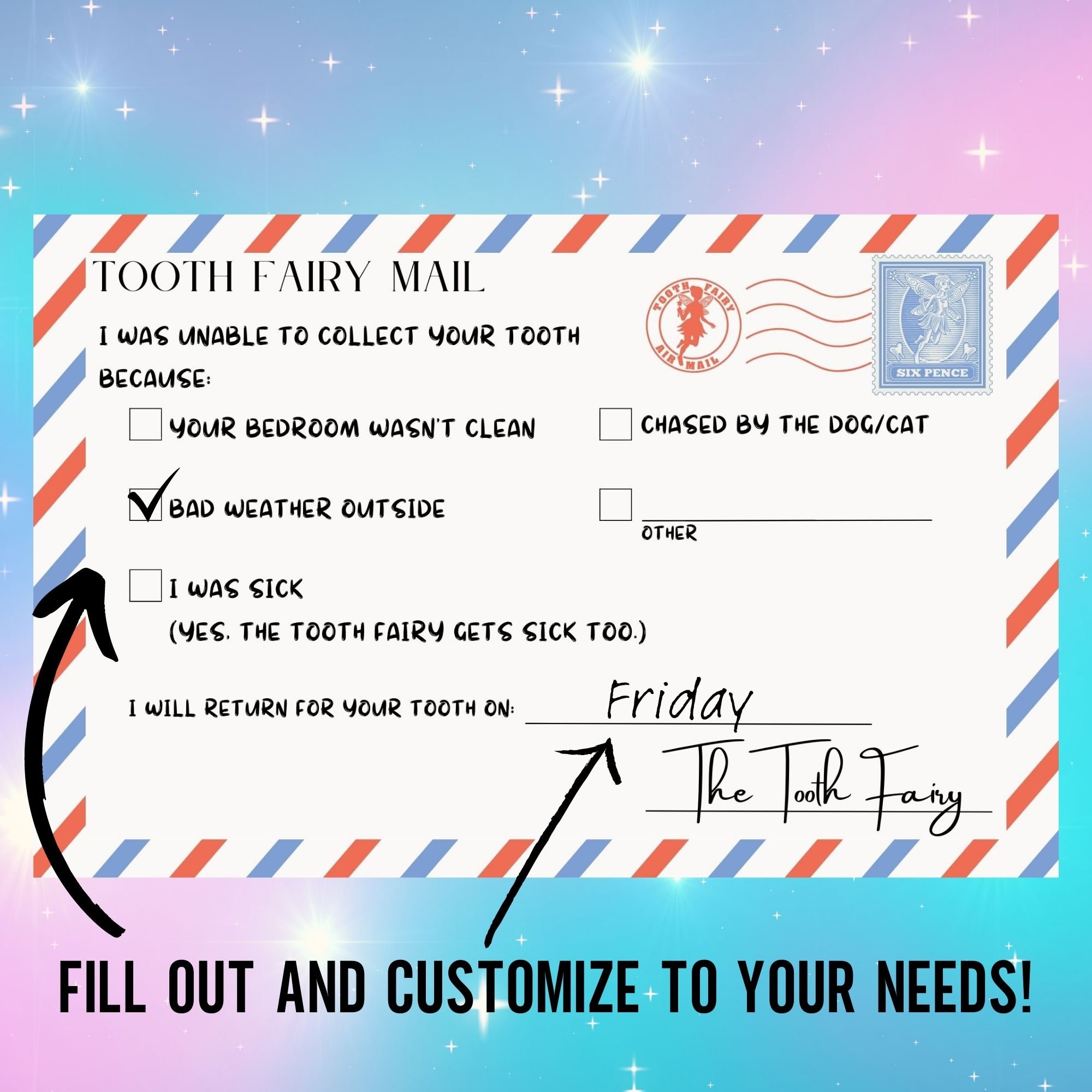 Printable Forgot the Tooth Fairy,tooth Fairy Apology Letter, Tooth ...